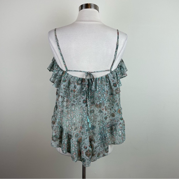 Victoria's Secret | Tops | Victorias Secret Green Floral Sheer Ruffle ...